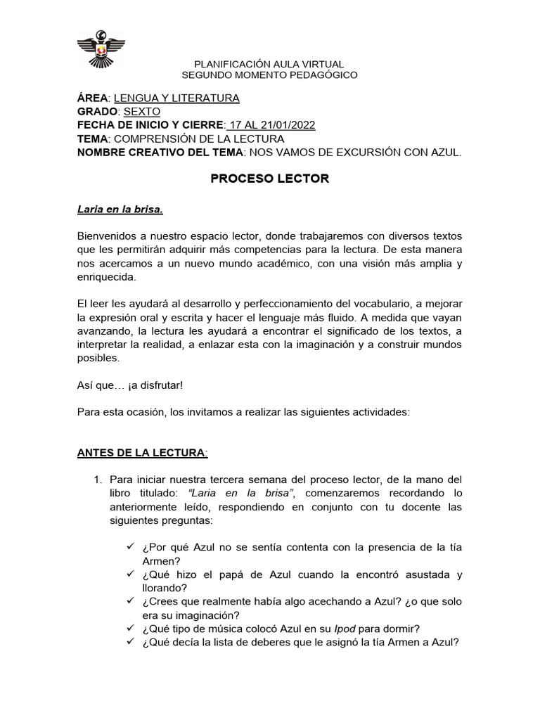 Comprensión Lectora en Sexto Grado | PDF