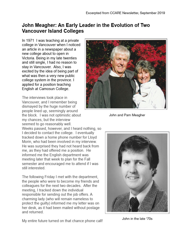 John Meagher's Impact on BC Colleges | PDF