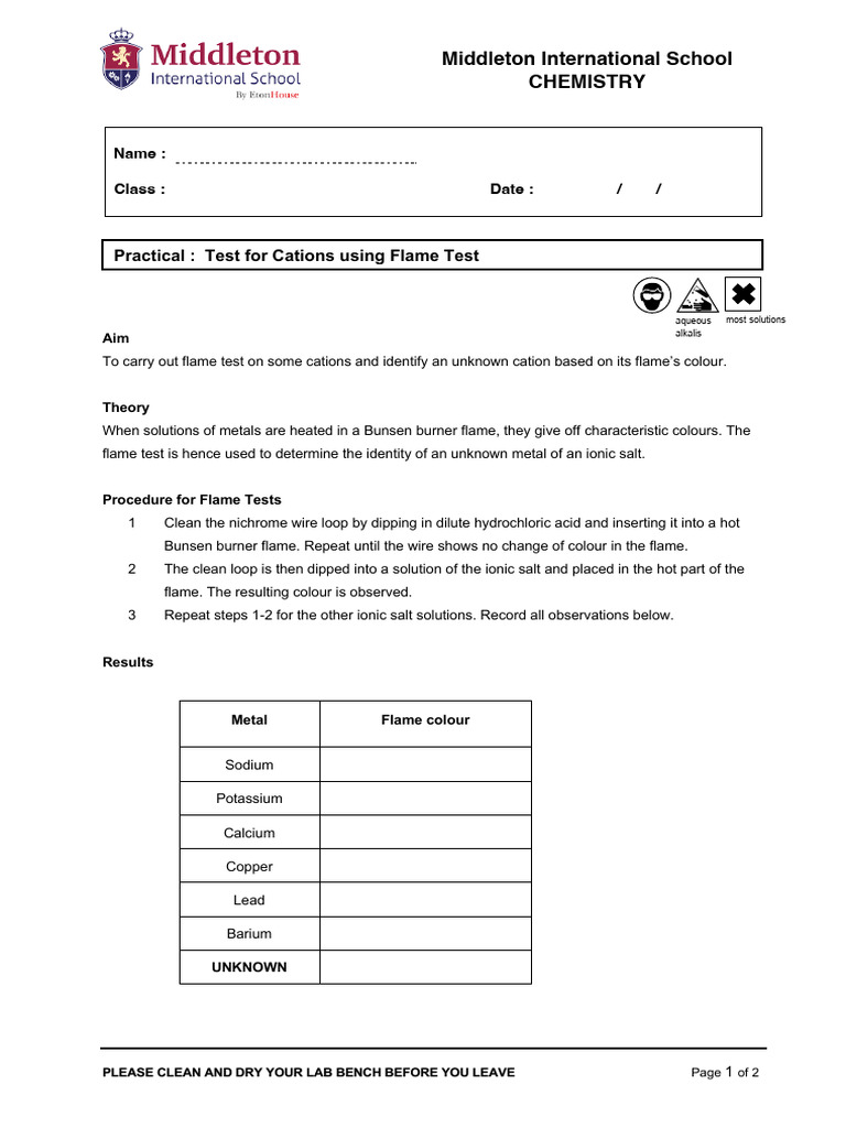 MIS Practical (QA) - Test For Cations Using Flame Test | PDF MIS Practical (QA) - Test For Cations Using Flame Test | PDF