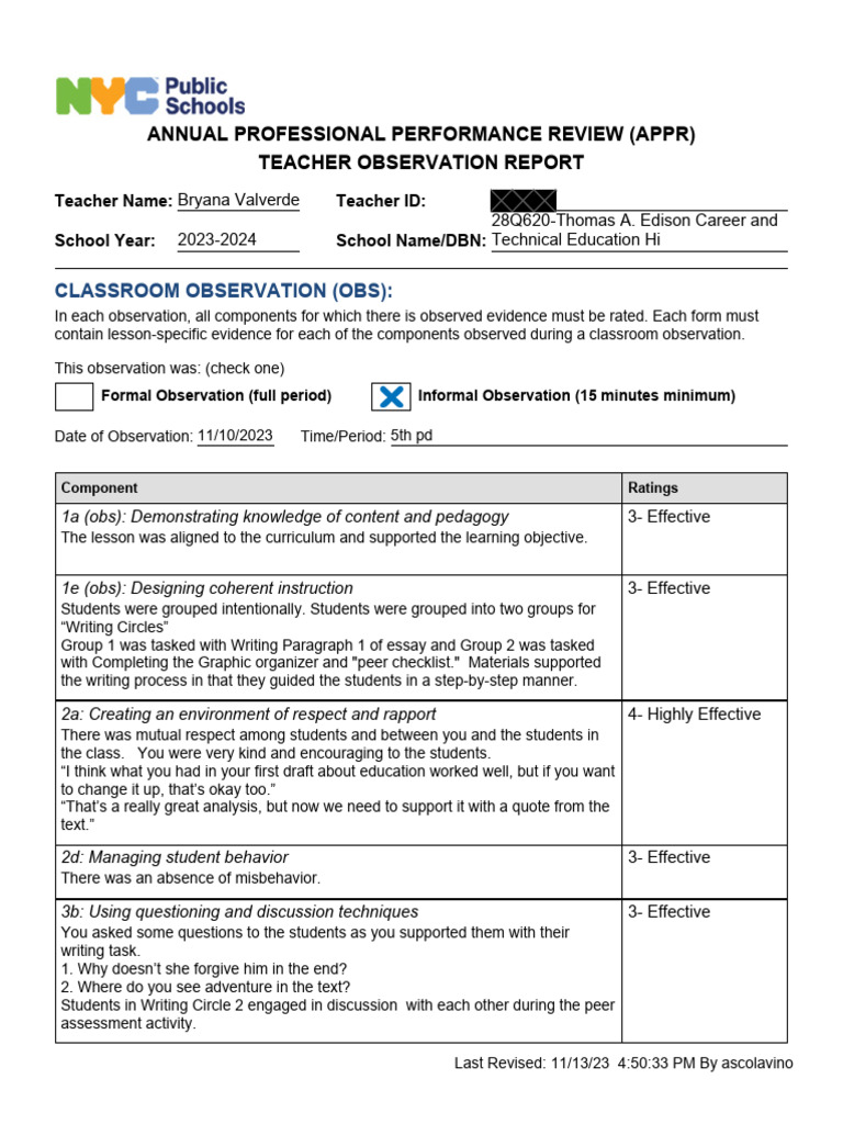28q620 2024 Valverde Bryana 11-10-2023 Informal Observation | Download ...