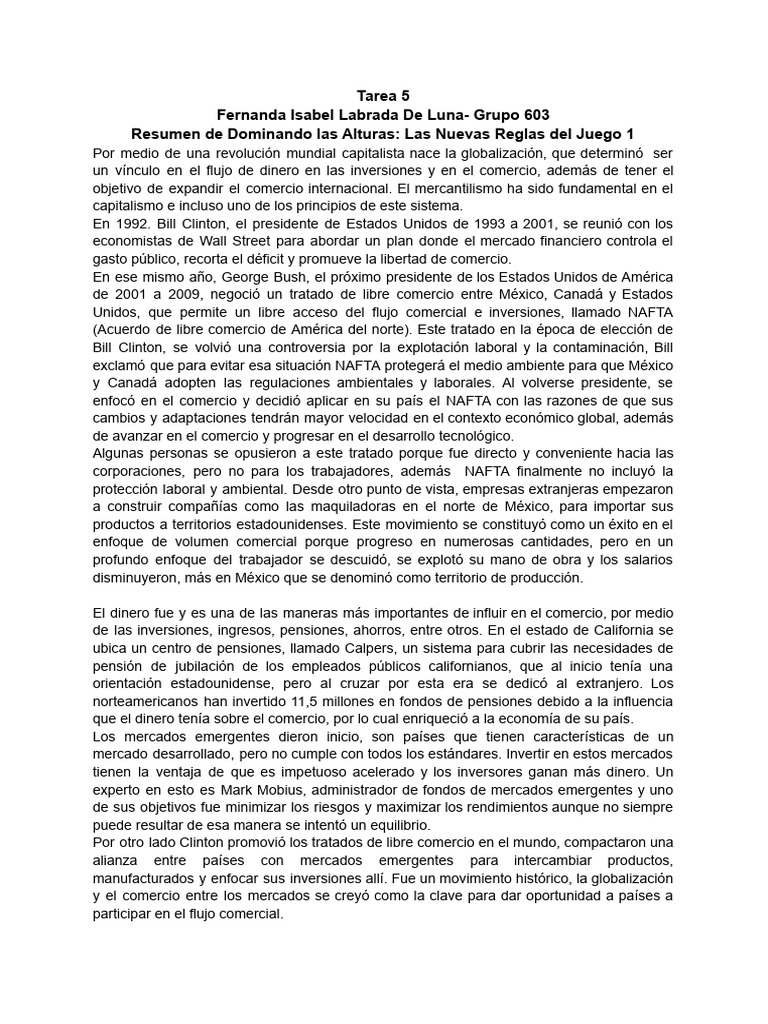 Tarea 5-Resumen de Dominando Las Alturas - Las Nuevas Reglas Del Juego 1 | PDF