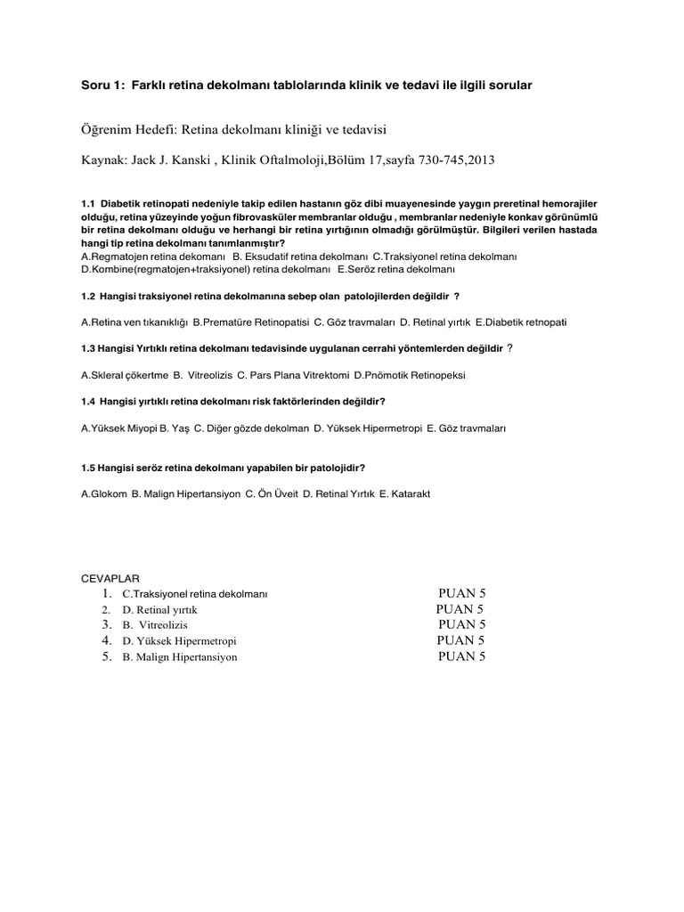 Göz Sözlü Soru 2 | PDF