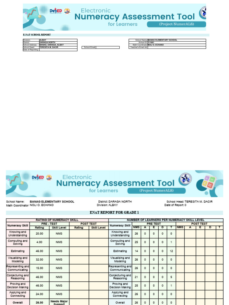 Grade 1-3 Numeracy Skills Report | PDF | Teaching Mathematics ...