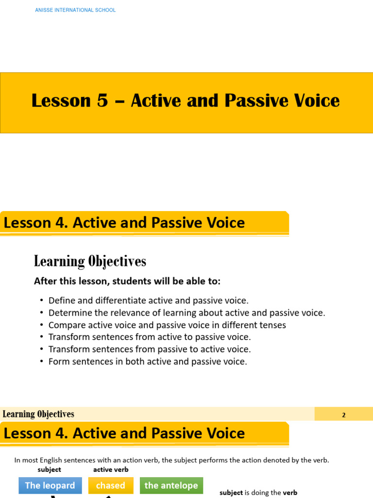 Active - and - Passive - Voice Lesson in Details To REVISE | PDF | Verb ...