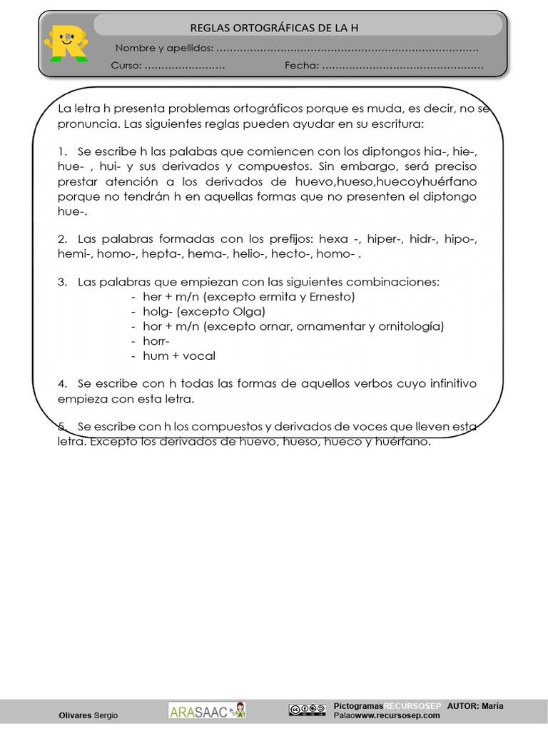 Hojas de Trabajo de Ortografia | PDF