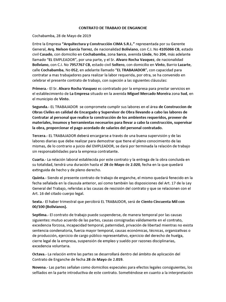Formato de Contratos | PDF