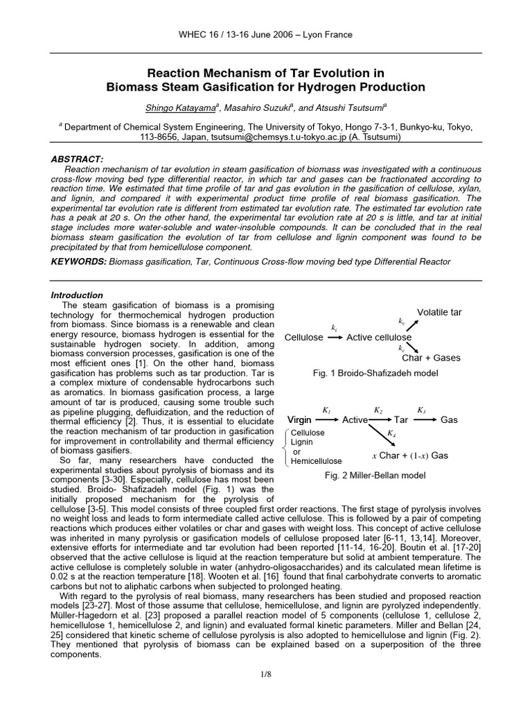 Reaction Mechanism of Tar Evolution in Biomass Steam Gasification For ...