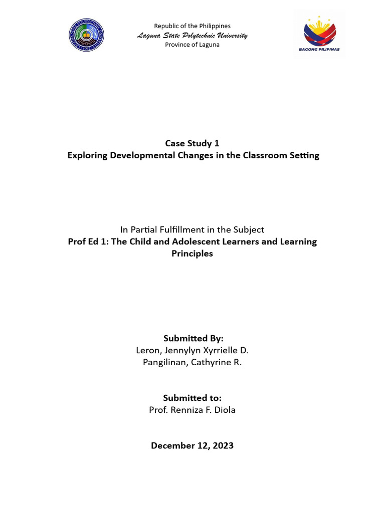 Case Study 1 - PROFED 1 | PDF Case Study 1 - PROFED 1 | PDF