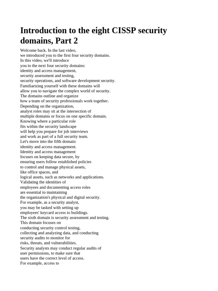 05-Introduction To The Eight CISSP Security Domains, Part 2 | PDF
