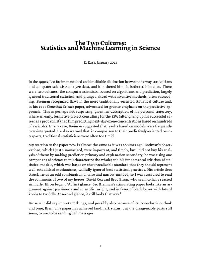 Kass On Breiman | PDF | Statistics | Statistical Inference