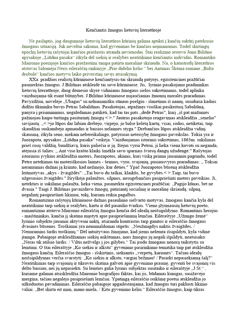 Kenciantis Zmogus Literaturoje Rasinys | PDF