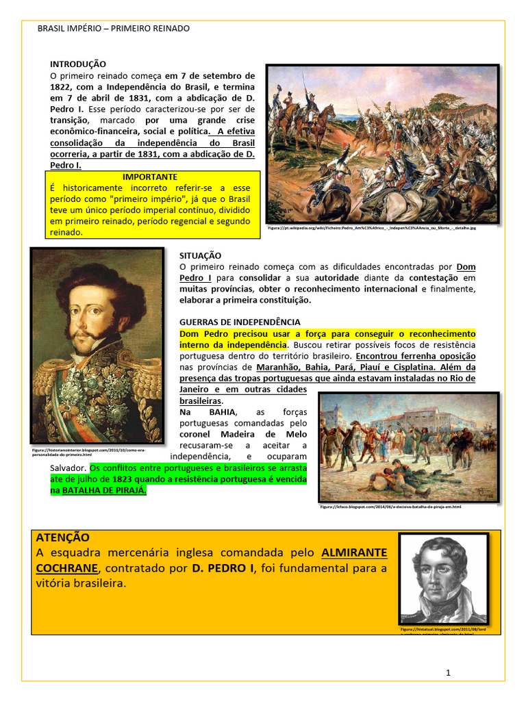 Primeiro-Reinado - ATIVIDADE 2 ANO | PDF