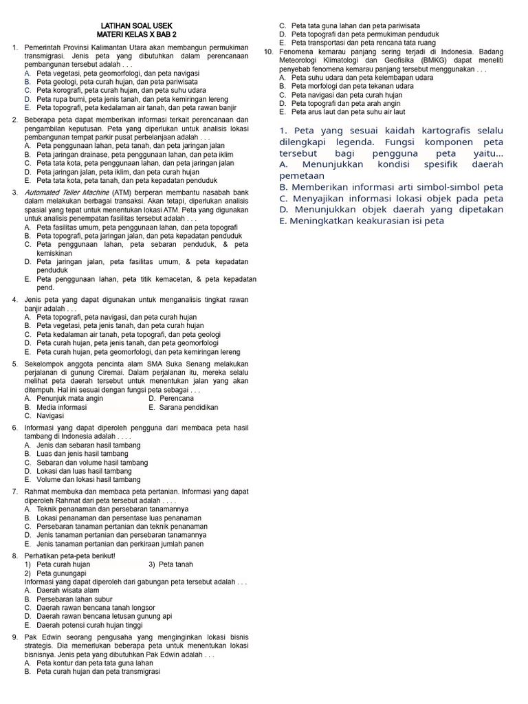 Latihan Soal Usek Bab 2 | PDF | Ilmu Sosial | Perjalanan