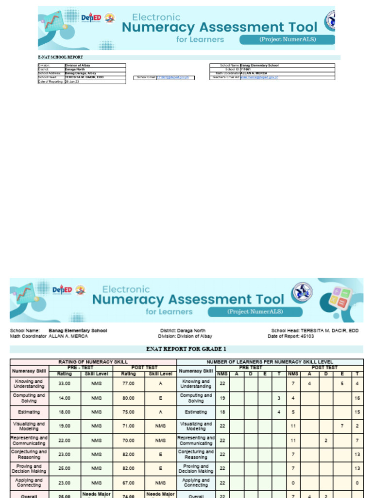 Banag Elementary School Numeracy Report | PDF | Behavior Modification ...