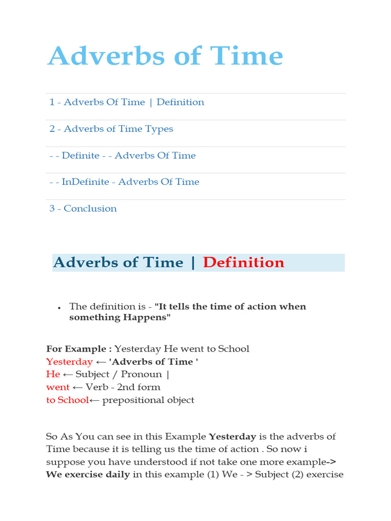 Adverb of Time | PDF