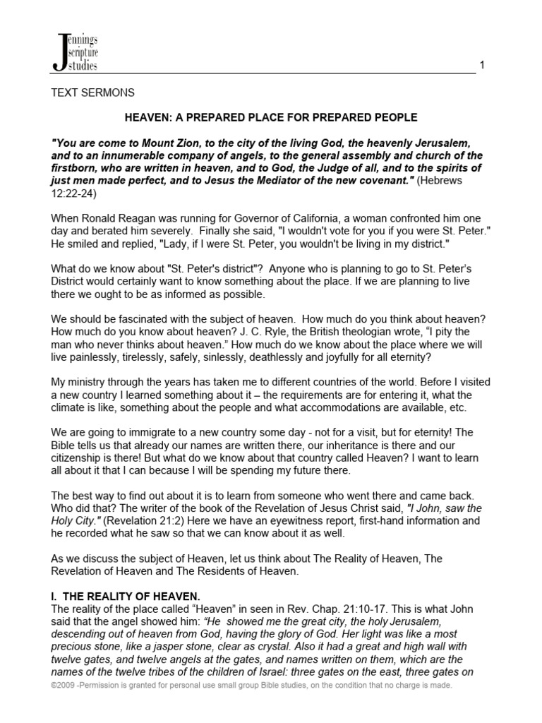 Heaven, A Prepared Place+ | PDF | Heaven | Jesus