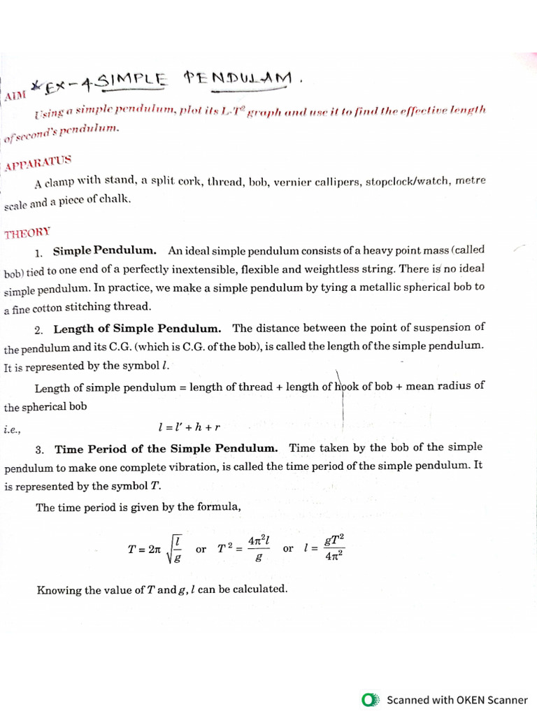 Expt 4 Simple Pendulum | PDF