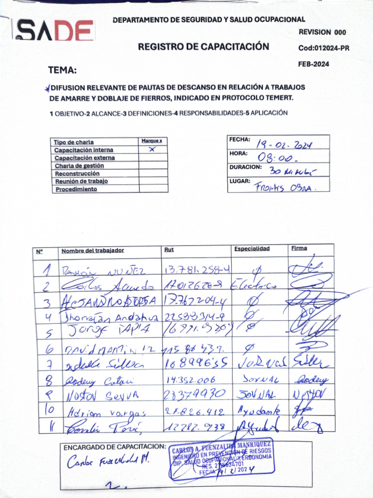 Capacitacion Pausa Temert Sade | PDF