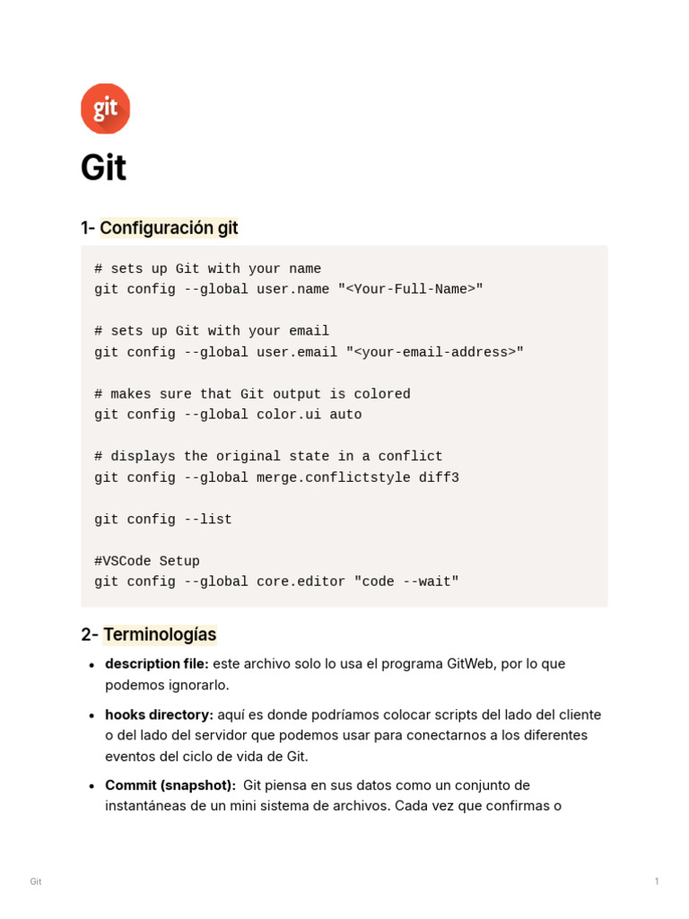 1-Configuración Git | PDF | Archivo de computadora | Ingeniería de software