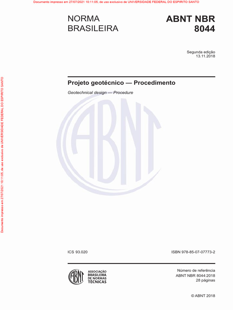 Procedimento de Projeto Geotécnico NBR 8044 | PDF