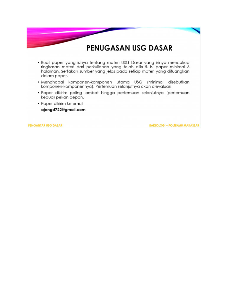 Penugasan Teknik USG Dasar | PDF