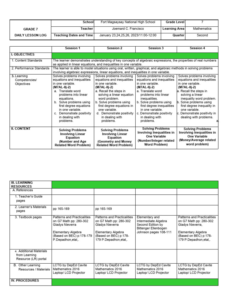 Grade 7 DLL 2nd Quarter WEEK 10 | PDF