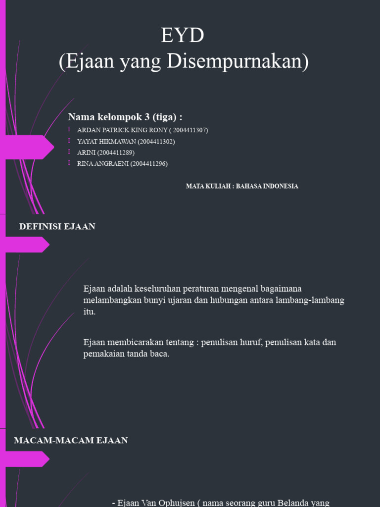 EYD (Ejaan Yang Disempurnakan) | PDF
