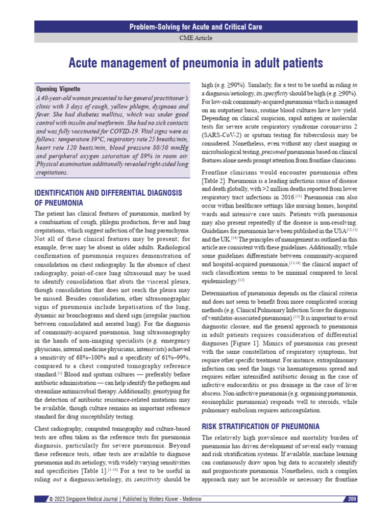 Pneumonia Diagnosis and Management Guide | PDF | Pneumonia | Infection