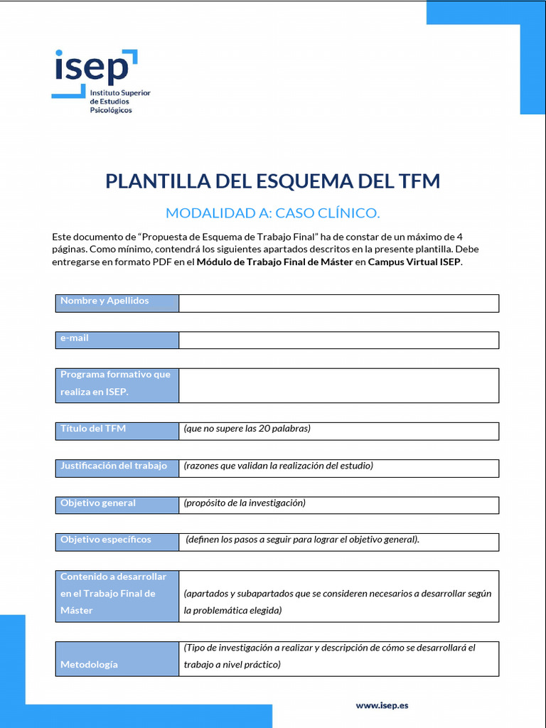 Plantilla Esquema TFM - Modalidad A. Caso Clínico | PDF | Diagnostico medico | Teoría