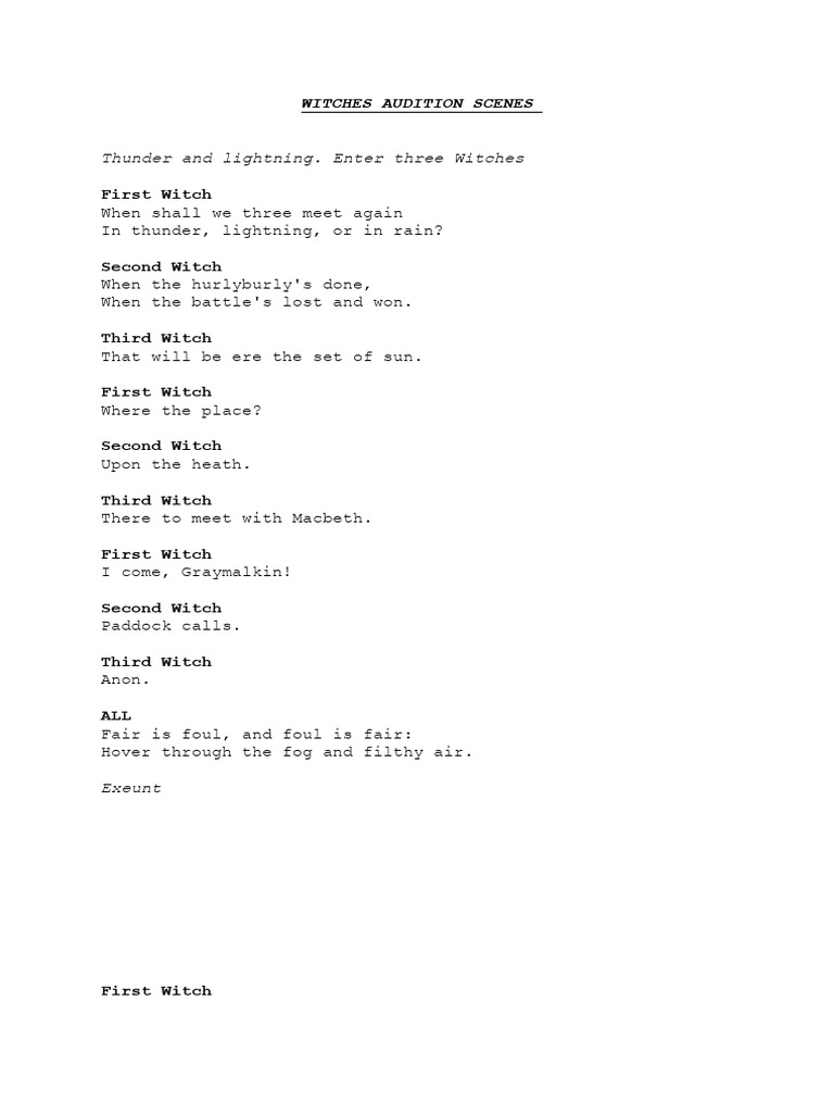 Witches Audition Scenes | PDF