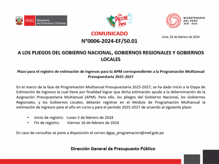 Comunicado N0006-2024-EF 50 01 | PDF