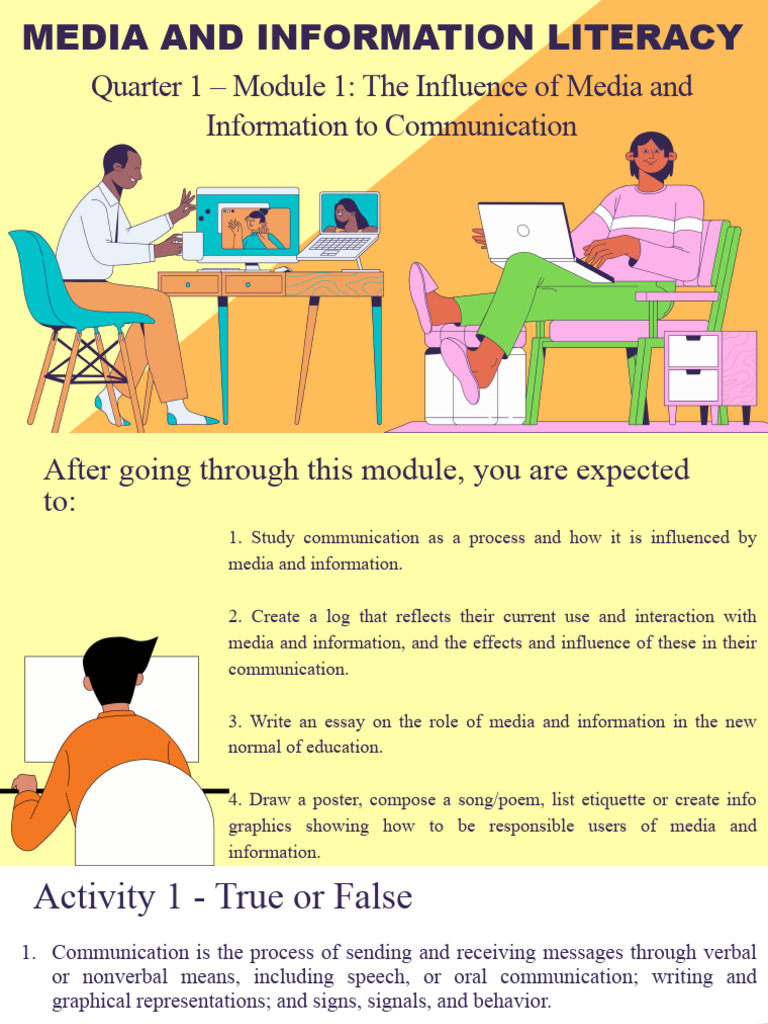 Media and InformationLiteracy Quarter 1 Module 1 The Influence of Media ...
