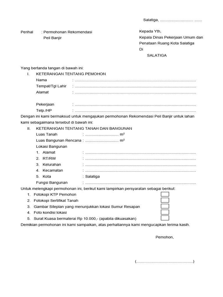 Formulir Permohonan Peil Banjir | PDF