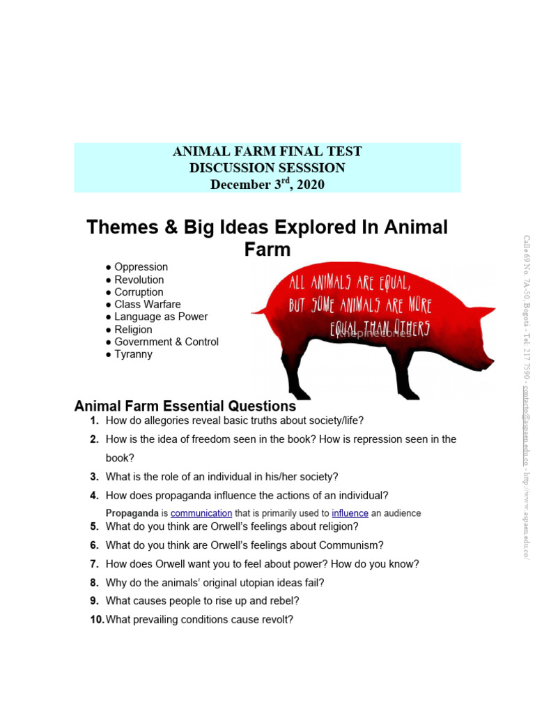 Animal Farm Discussion Session | PDF | Social Science | History