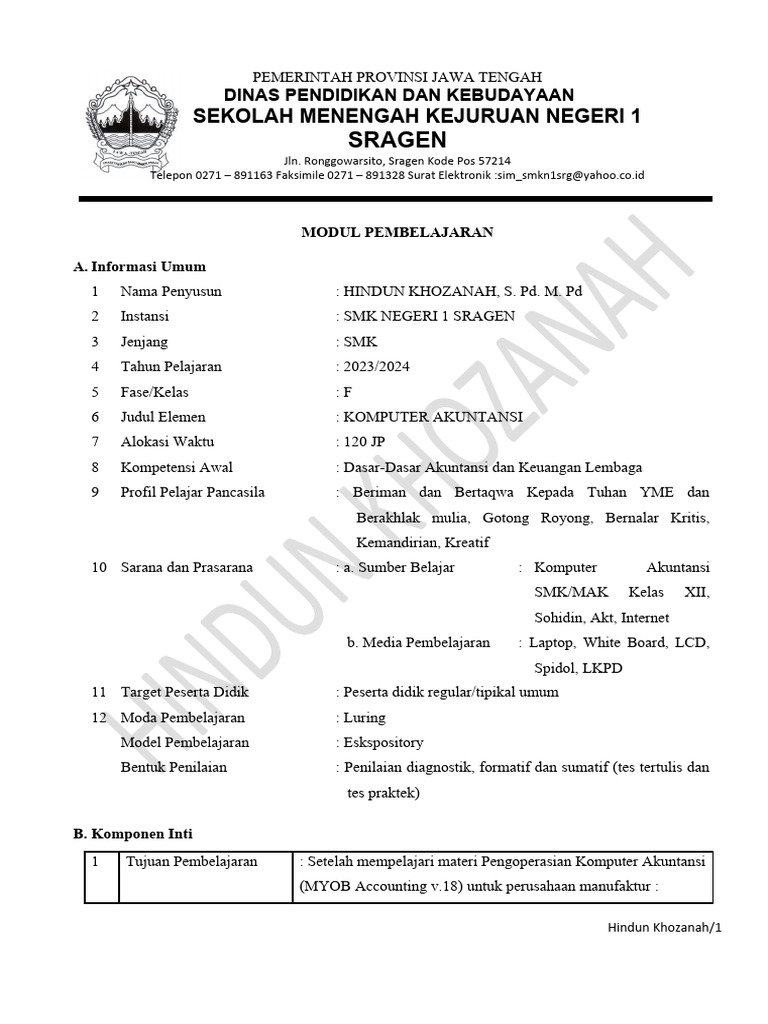 Modul Ajar Komputer Akuntansi Kelas XII | PDF
