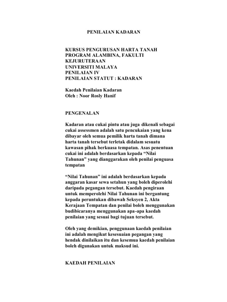 Penilaian Kadaran | PDF