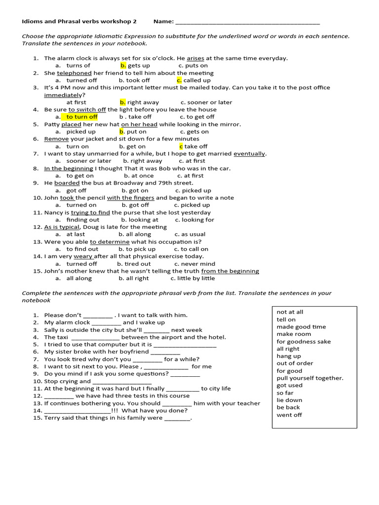 Idioms and Phrasal Verbs Introductory Workshop | PDF | Idiom