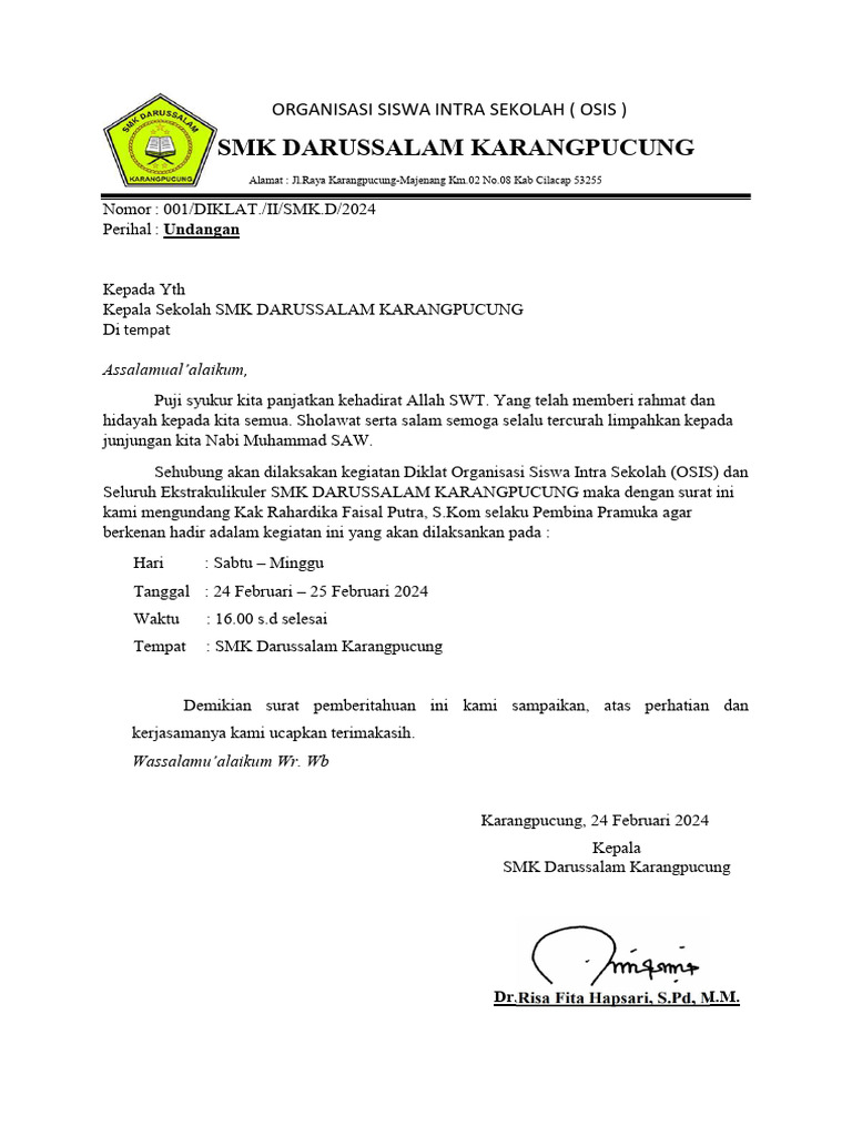 Surat Undangan Contoh | PDF