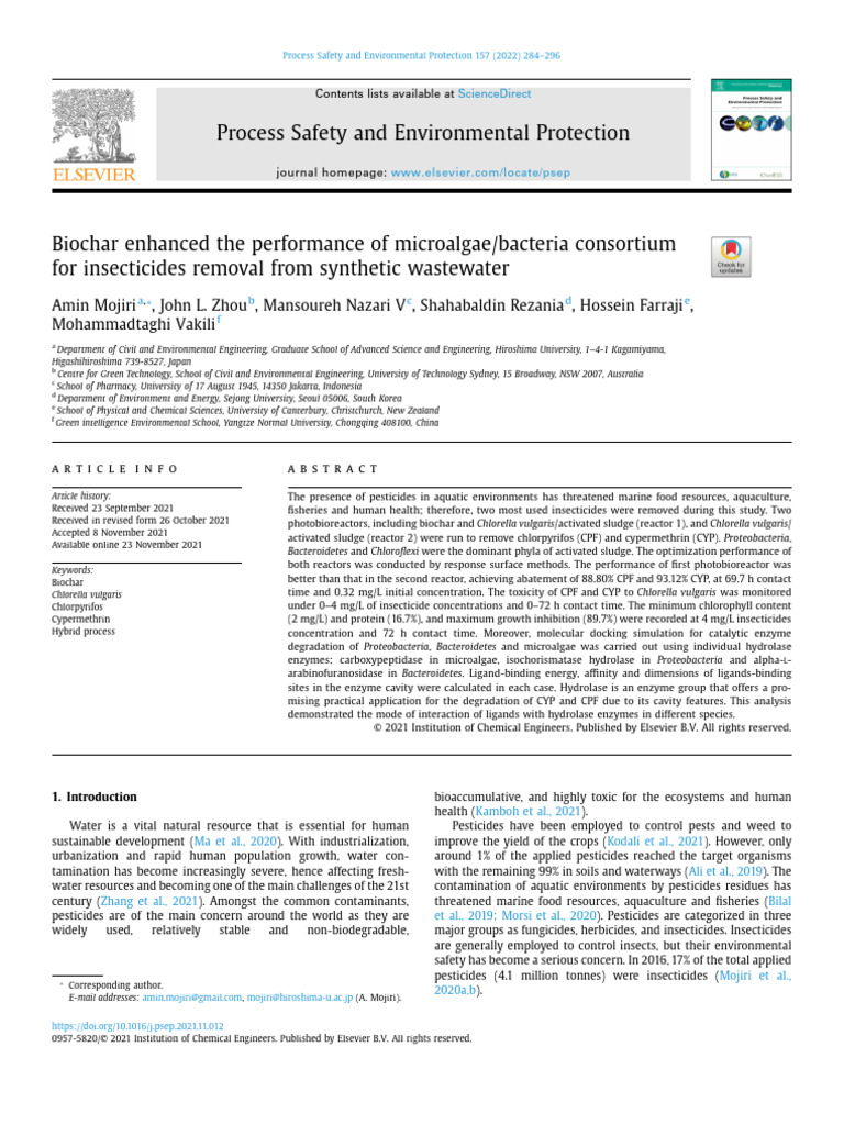 Biochar Enhanced The Performance of Microalgae/bacteria Consortium For ...