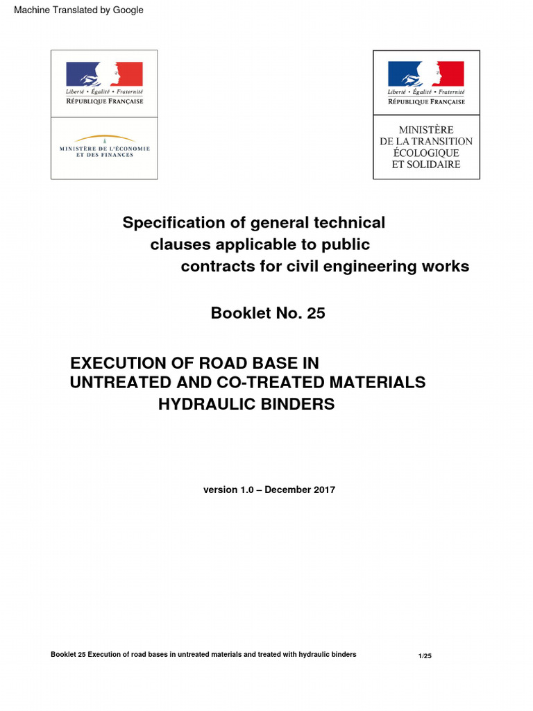 Booklet No. 25 EXECUTION OF ROAD BASE IN HYDRAULIC BINDERS UNTREATED ...