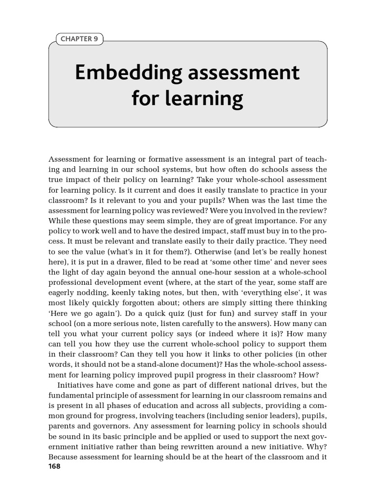 Week 15 Chapter 9 Outstanding Assessment For Learning in The Classroom ...