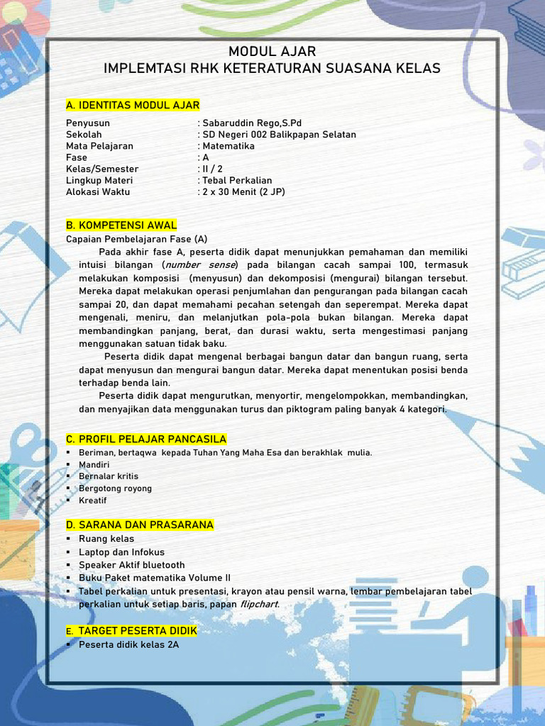 MA - Keteraturan Suasana Kelas - MATEMATIKA - PERKALIAN KELAS 2 - A41 | PDF | Karier & Perkembangan