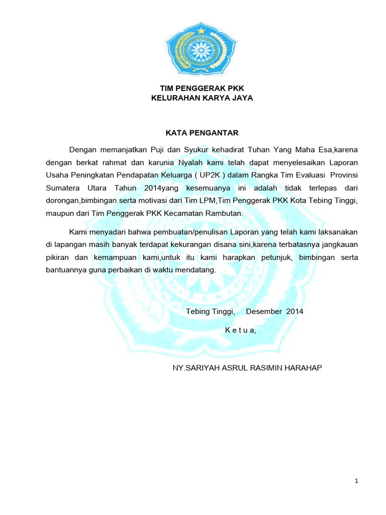 Contoh Profile UP2K PKK Desa | PDF