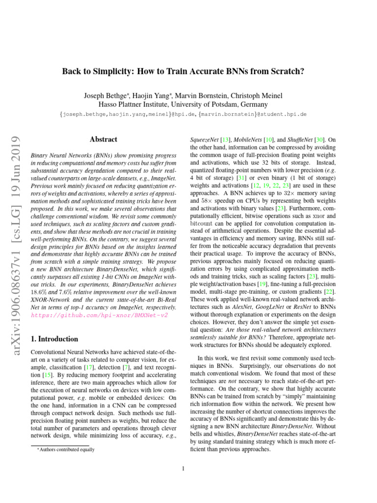 Back To Simplicit - How To Train Accurate BNNs From Scratch | PDF | Artificial Neural Network ...