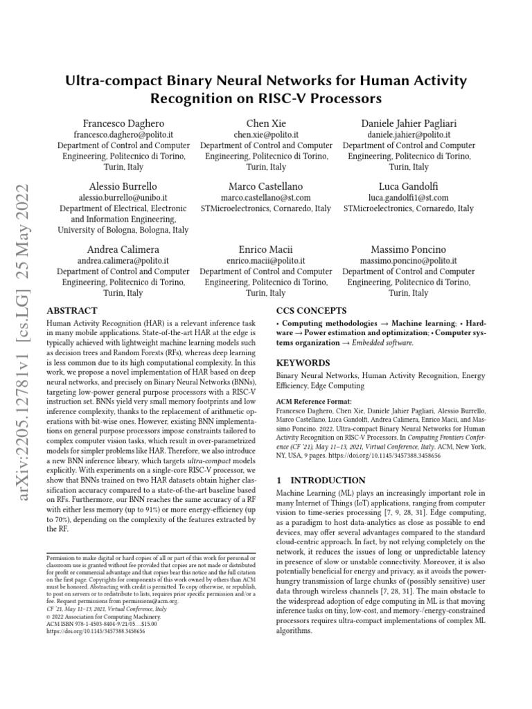 Ultra-Compact Binary Neural Networks For Human Activity | PDF