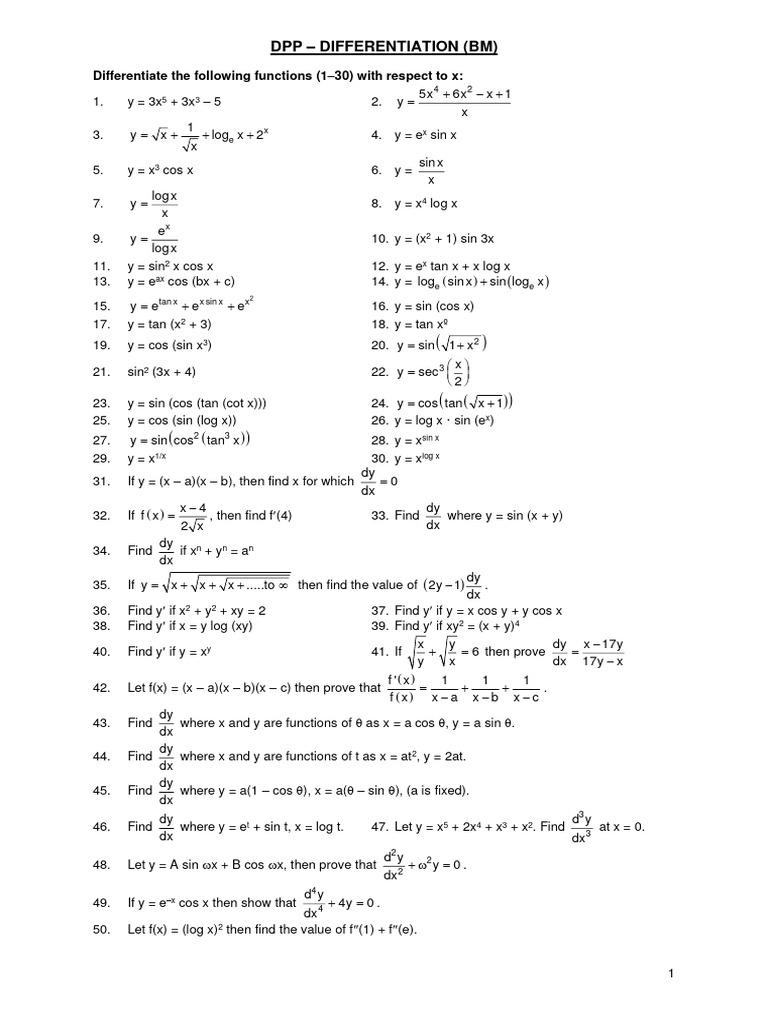 Differentiation (BM) | PDF