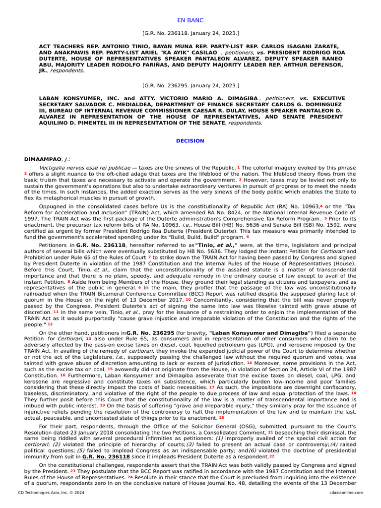 Tinio v. Duterte | PDF | Quorum | Standing (Law)