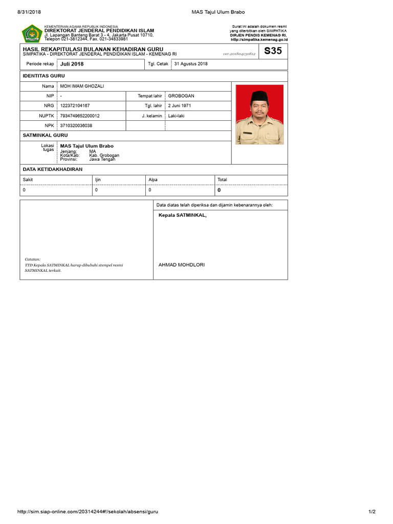 H Moh Imam Ghozali - S35 - JULI - AGUSTUS - 17 - 18 | PDF