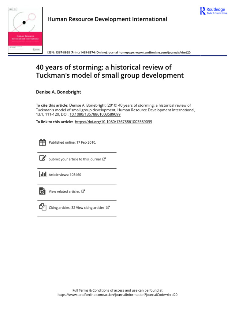 40 Years of Storming A Historical Review of Tuckman S Model of Small ...