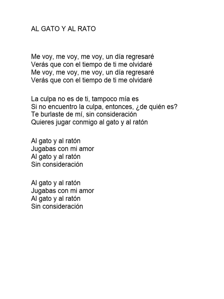 Canción "Al Gato y al Ratón" | PDF